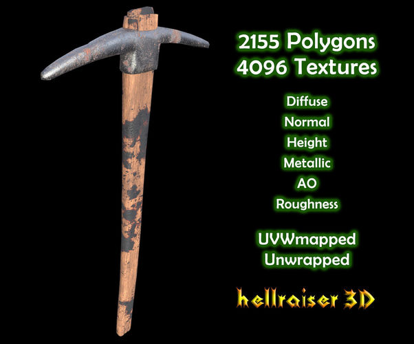 3D model Pickaxe - PBR - Textured VR / AR / low-poly | CGTrader