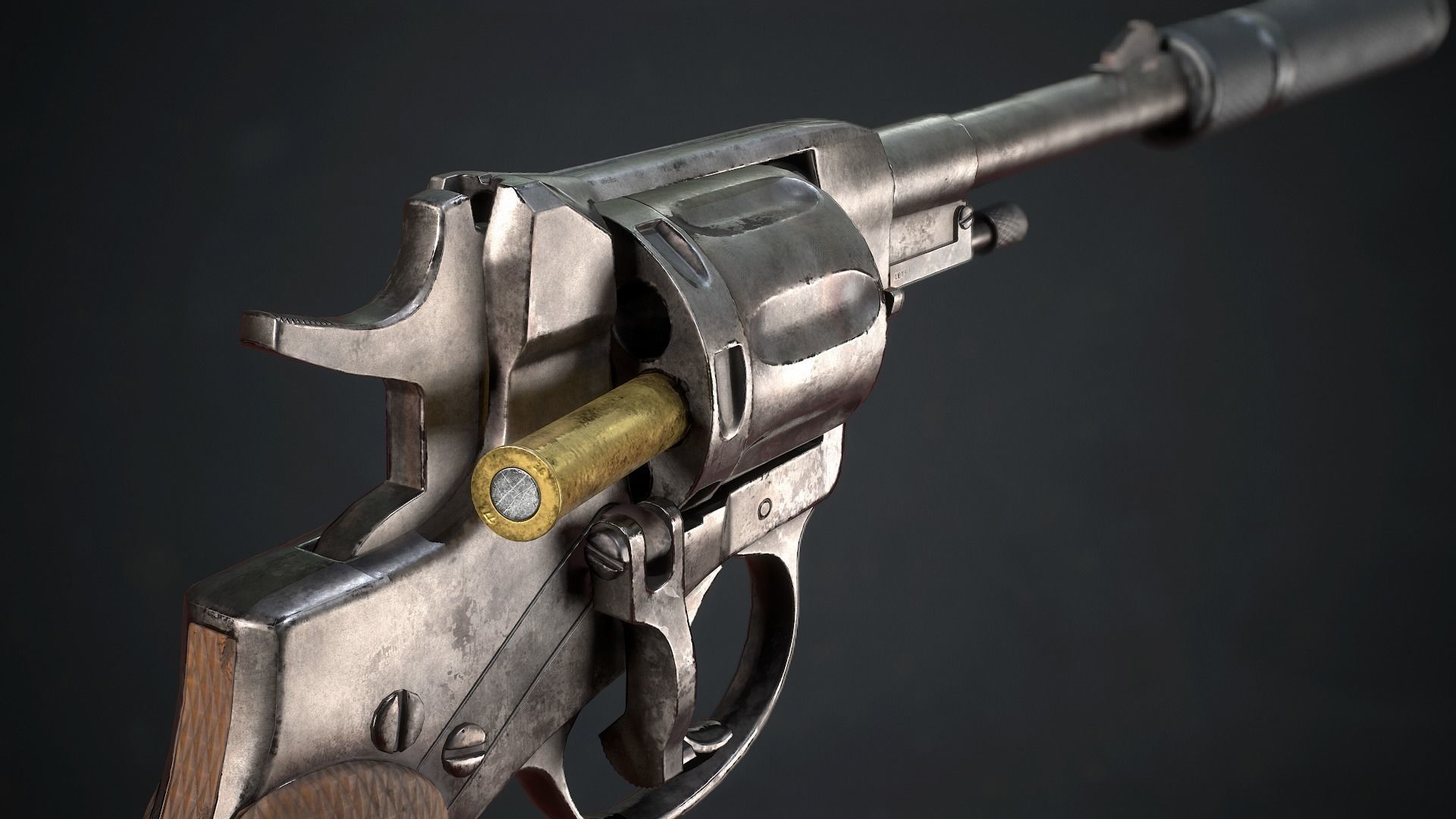 3D model PBR Russian Nagant M1895 Revolver VR / AR / low-poly | CGTrader