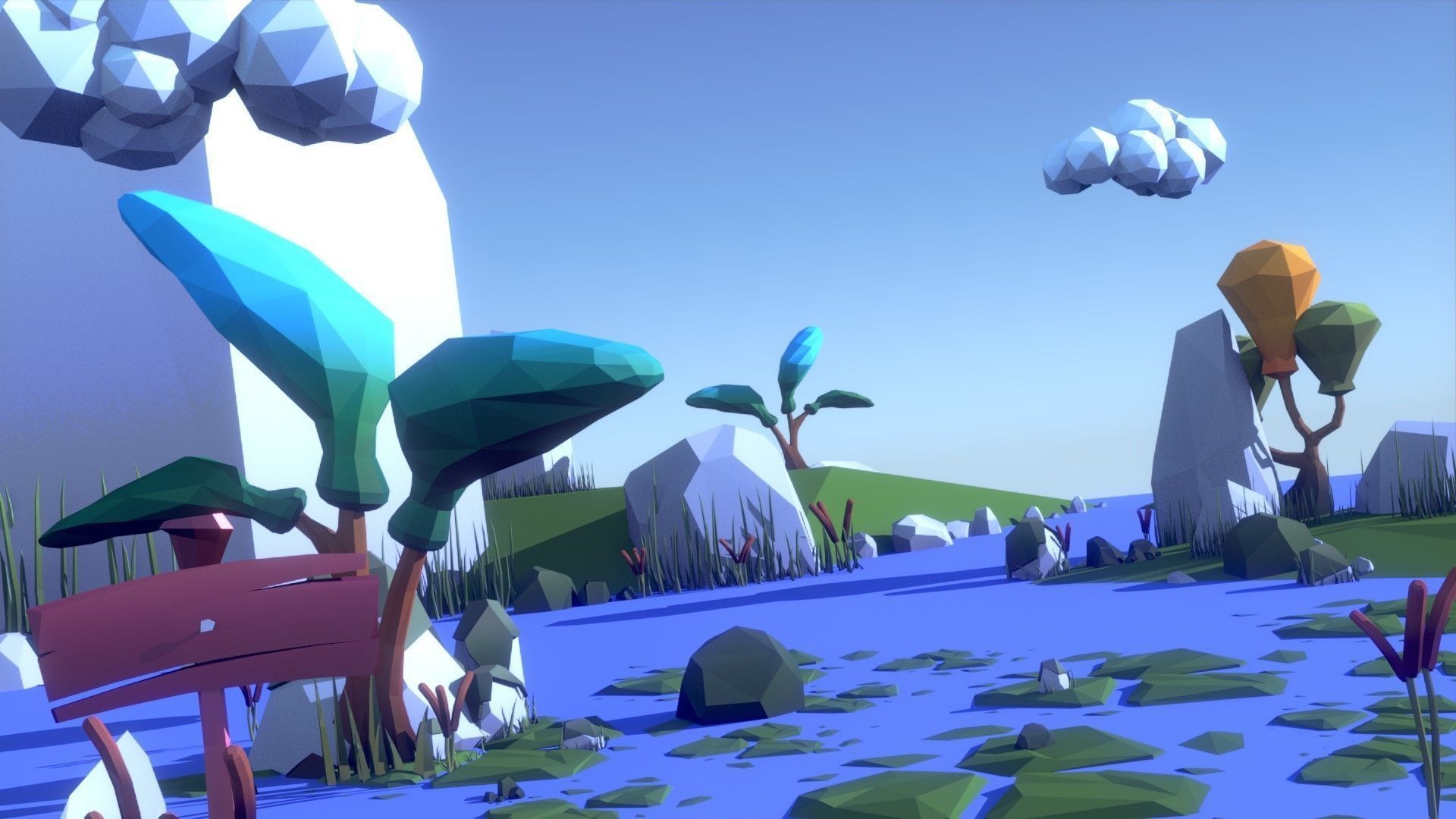3D model Cartoon Low Poly Forest Decorations VR / AR / low-poly | CGTrader