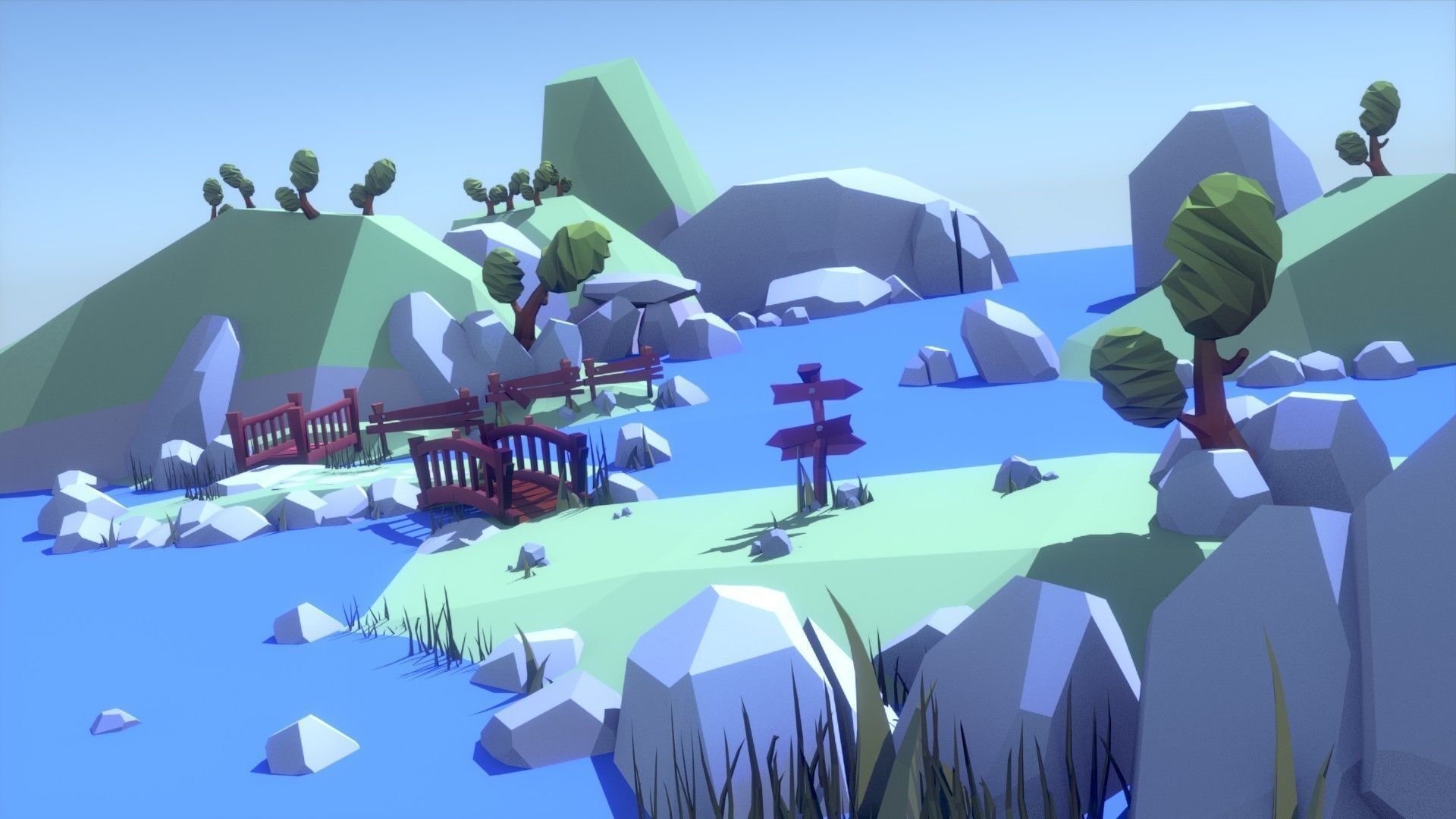 3D model Cartoon Low Poly Forest Decorations VR / AR / low-poly | CGTrader