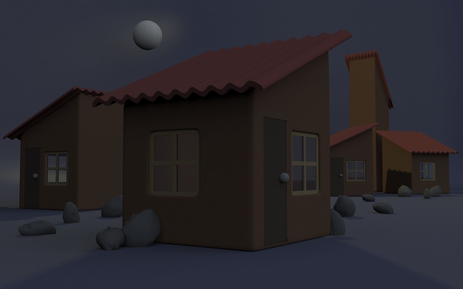 CASITAS house at night free 3D model | CGTrader