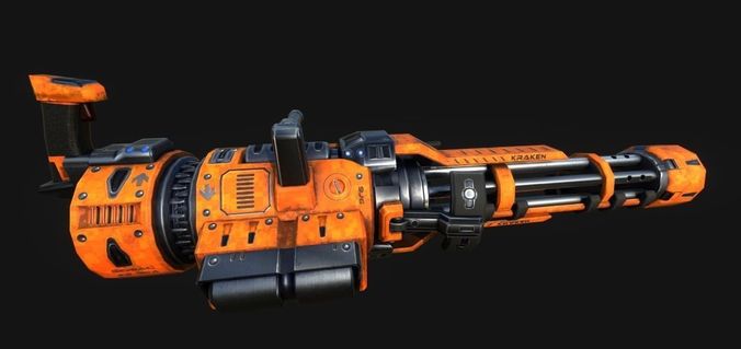 3D model Minigun orange gun VR / AR / low-poly | CGTrader