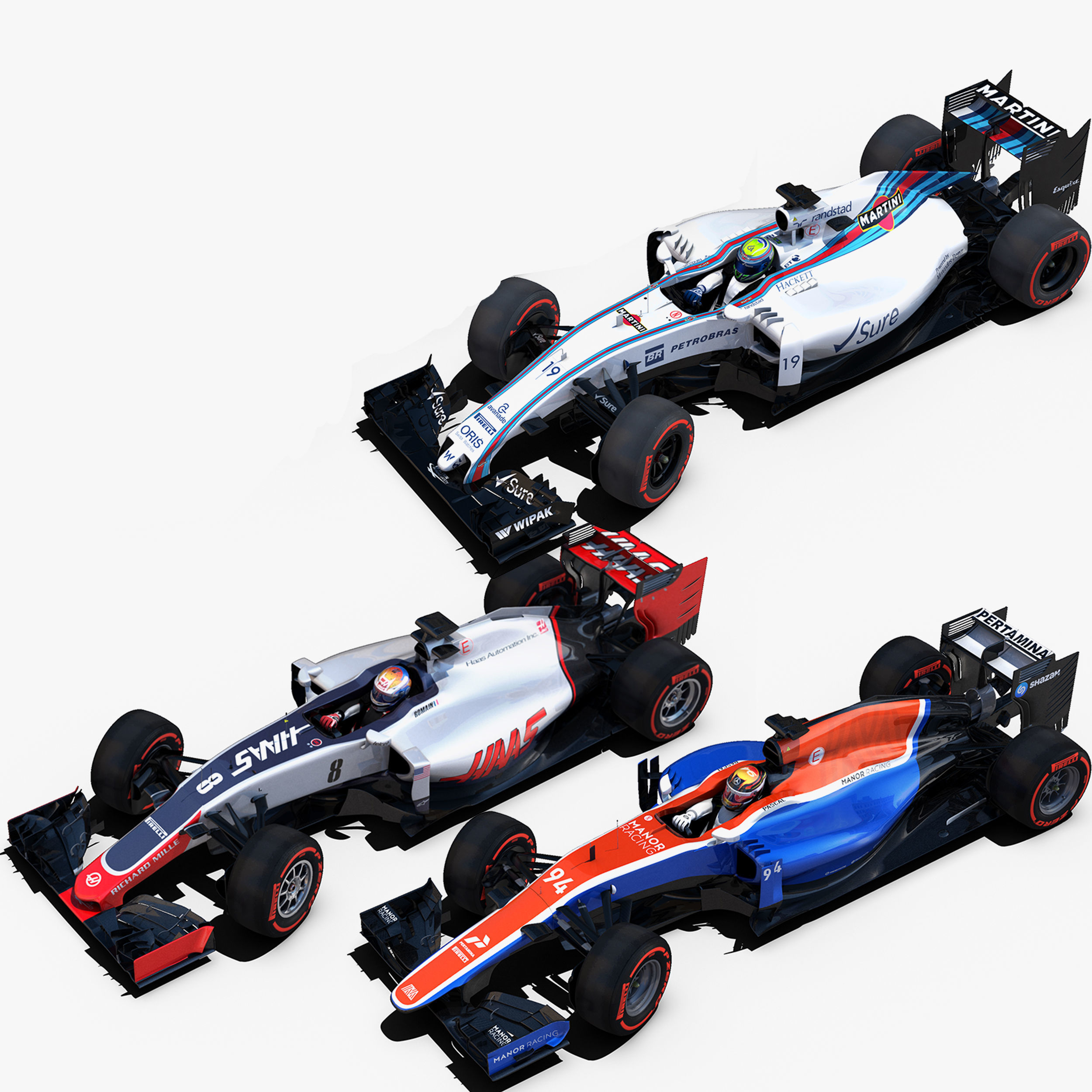 3D model Formula 1 2016 car pack 2 VR / AR / low-poly rigged | CGTrader