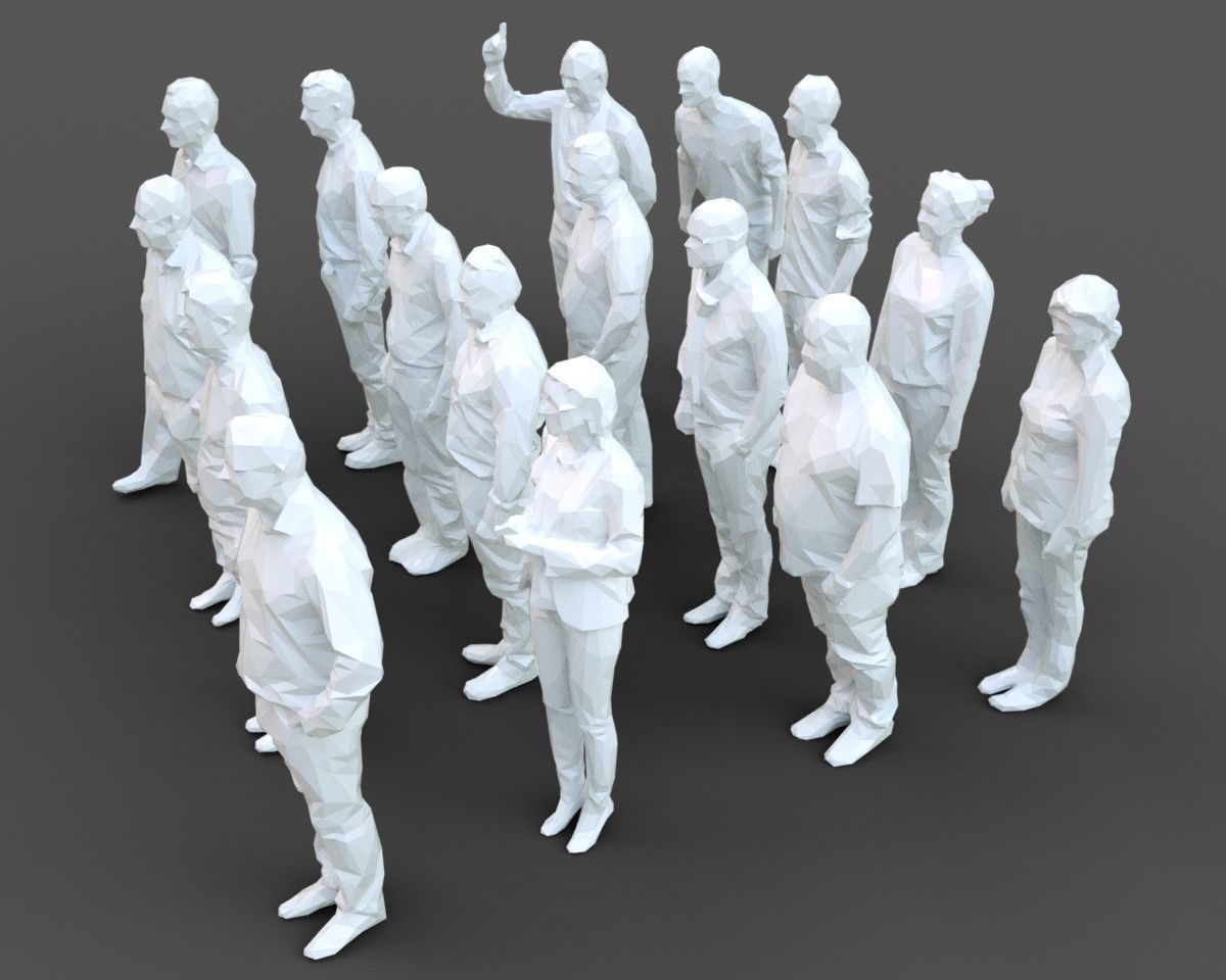 3D model 16 Stylized Human Statues Pack V3 VR / AR / low-poly | CGTrader