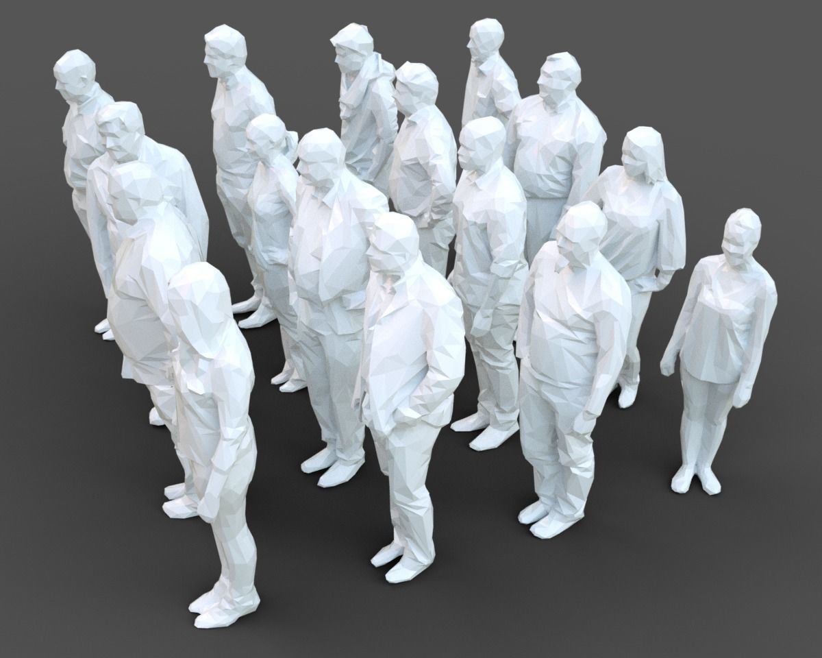 3D model 16 Stylized Human Statues Pack V7 VR / AR / low-poly | CGTrader