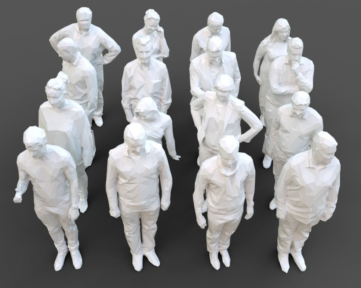 3D model 16 Stylized Human Statues Pack V8 VR / AR / low-poly | CGTrader