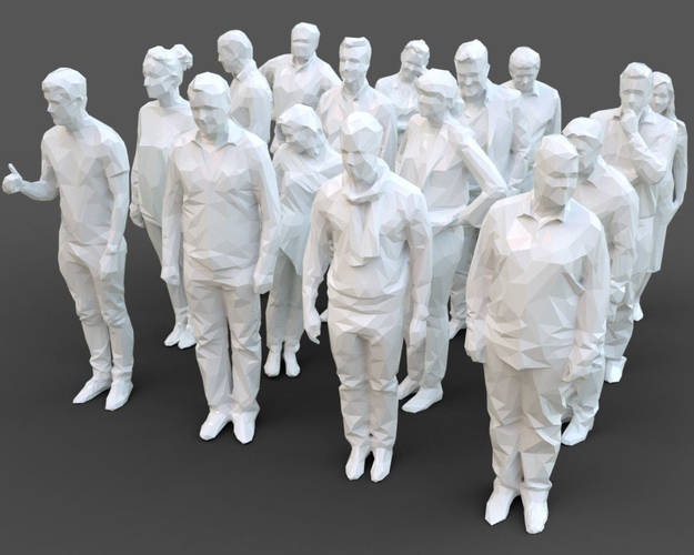 3D model 16 Stylized Human Statues Pack V8 VR / AR / low-poly | CGTrader