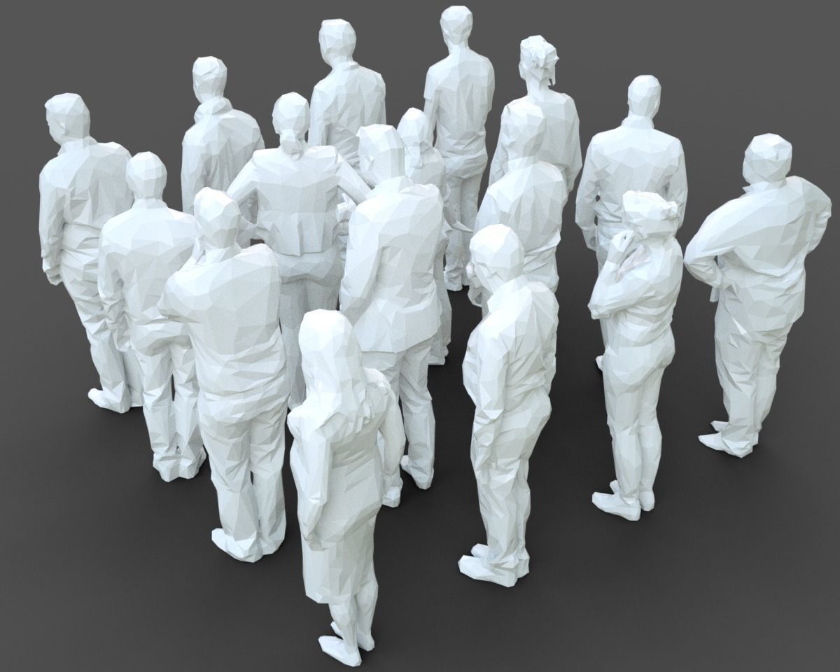 3D model 16 Stylized Human Statues Pack V8 VR / AR / low-poly | CGTrader