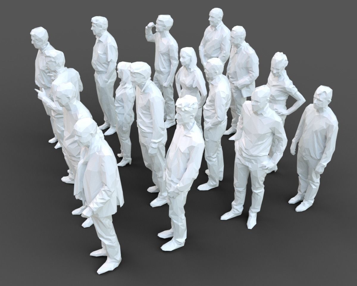 3D model 16 Stylized Human Statues Pack V9 VR / AR / low-poly | CGTrader