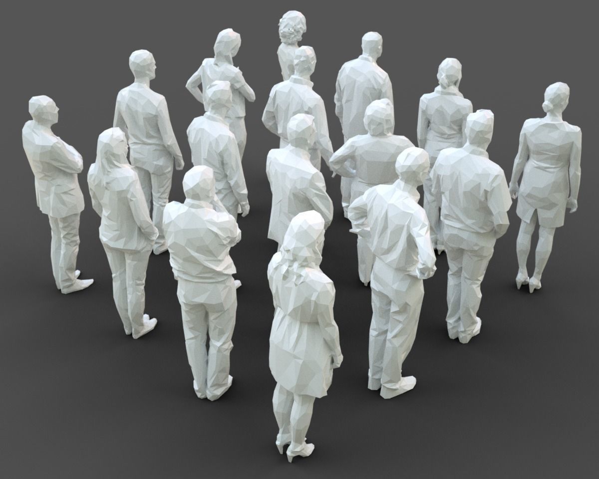 3D model 16 Stylized Human Statues Pack V12 VR / AR / low-poly | CGTrader