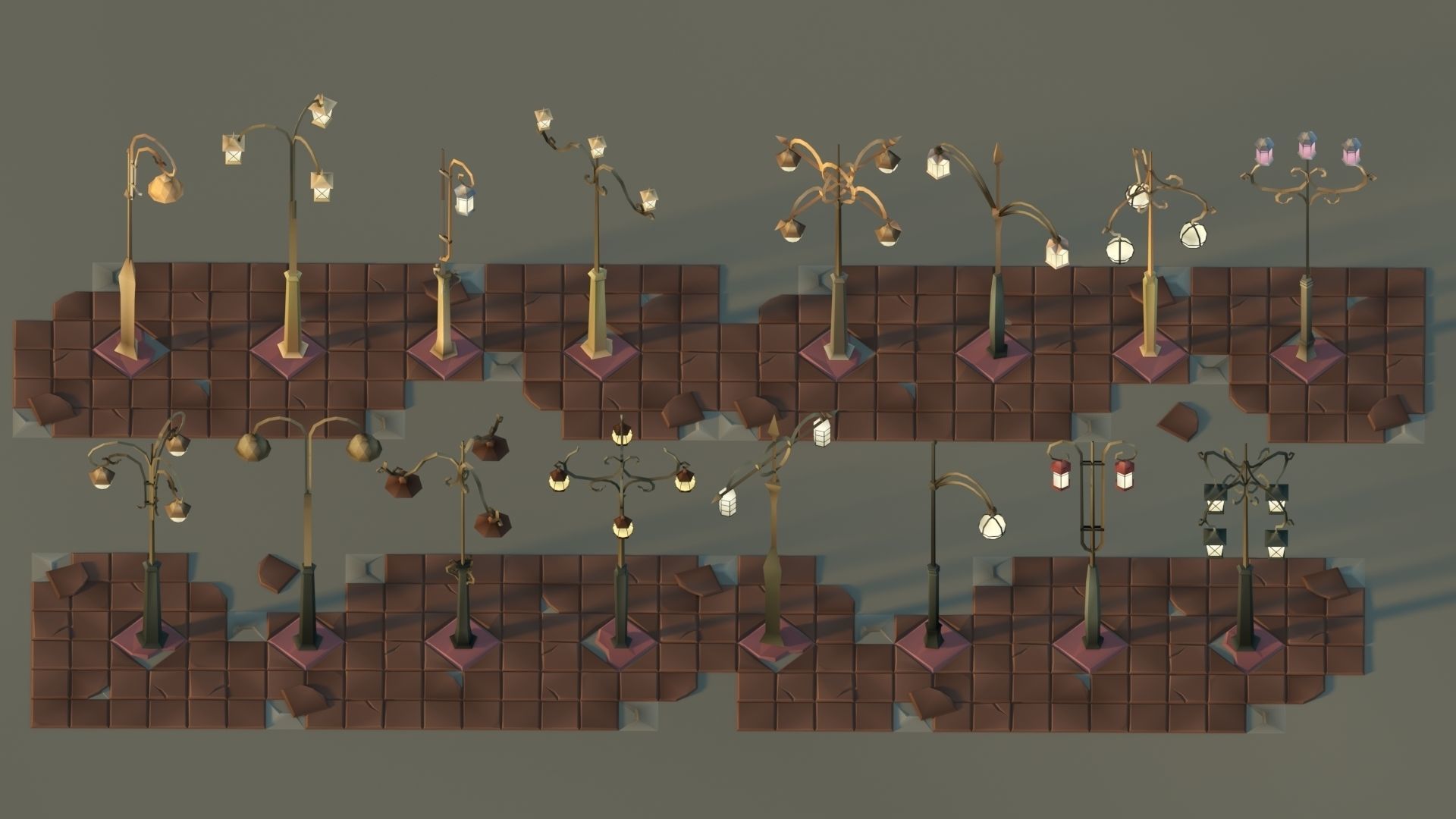 3D model Low Poly Lantern props Pack VR / AR / low-poly | CGTrader