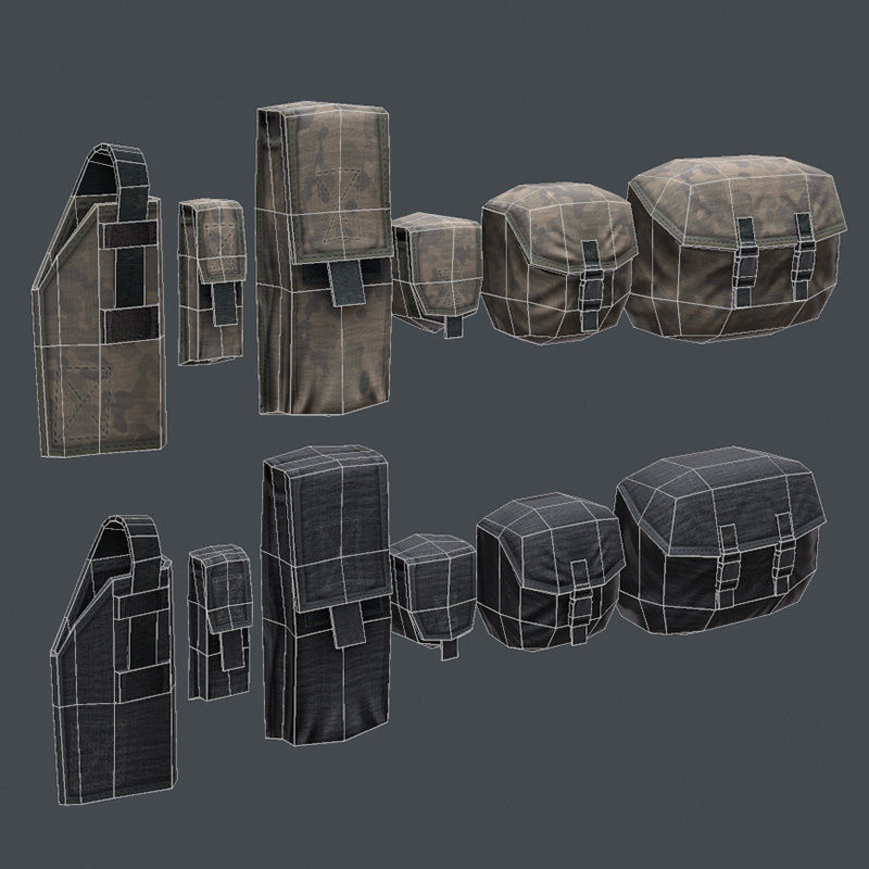 3D model Lowpoly Tactical Pouches Set VR / AR / low-poly | CGTrader