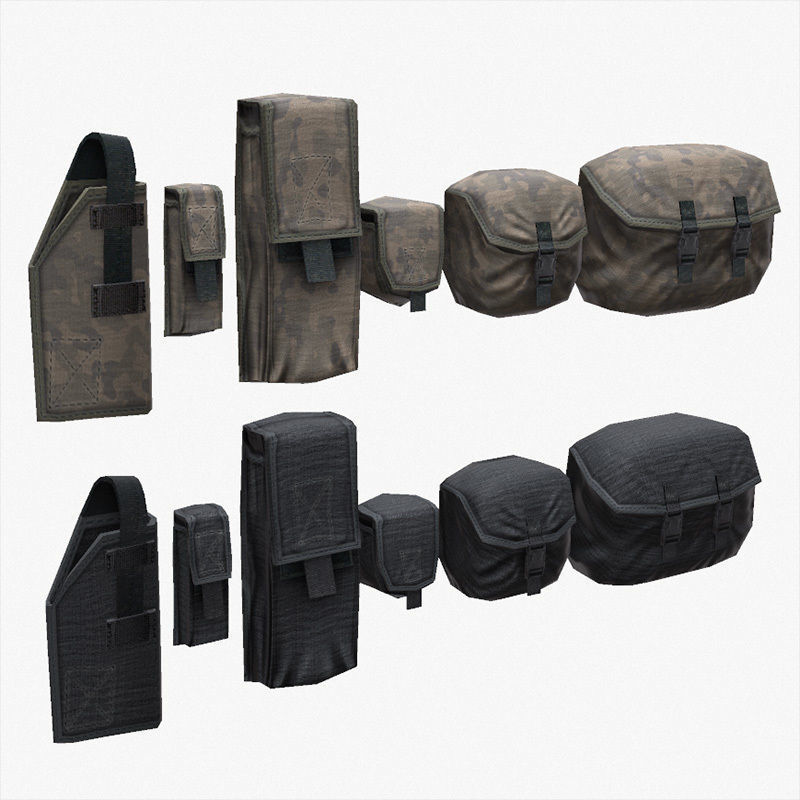 Lowpoly Tactical Pouches Set 3D model | CGTrader