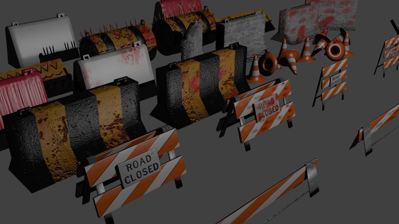 3D model Road blocks and signs VR / AR / low-poly | CGTrader