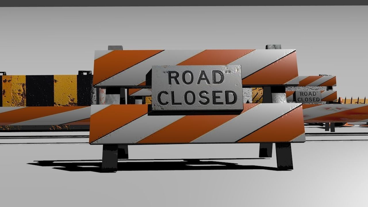 3D model Road blocks and signs VR / AR / low-poly | CGTrader