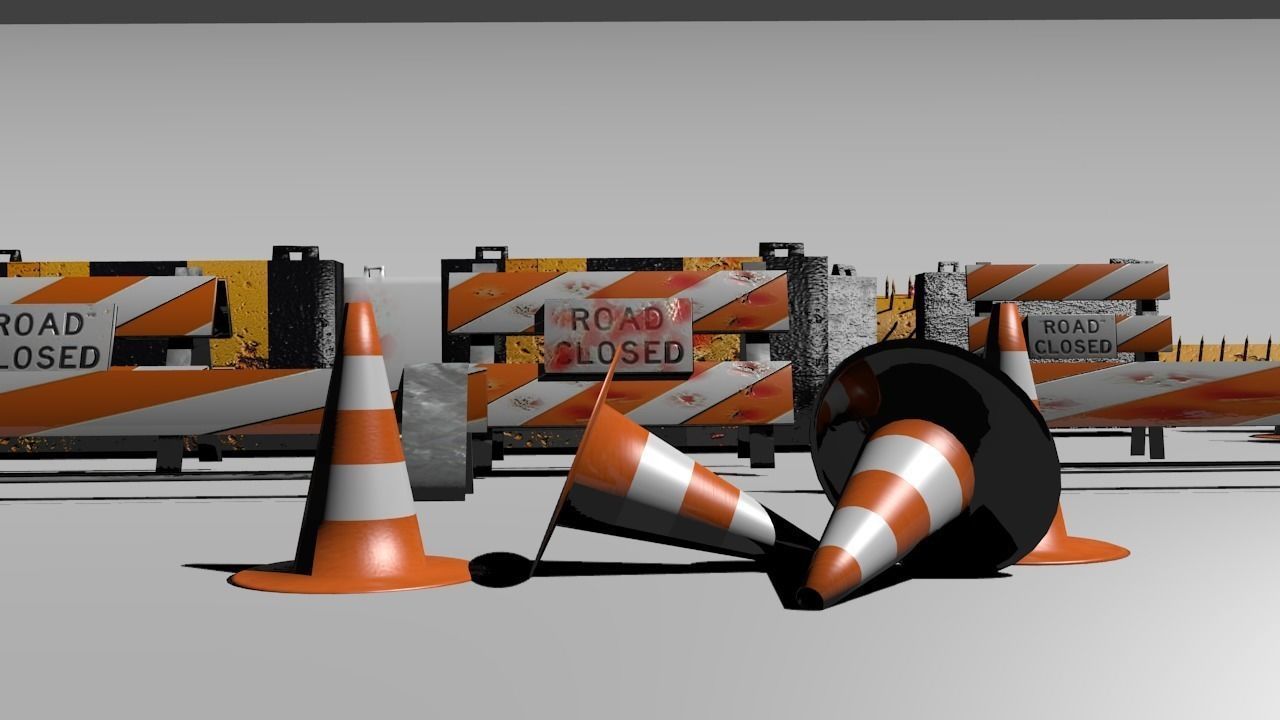 3D model Road blocks and signs VR / AR / low-poly | CGTrader