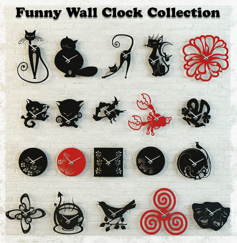Funny wall clock collection free 3D model | CGTrader