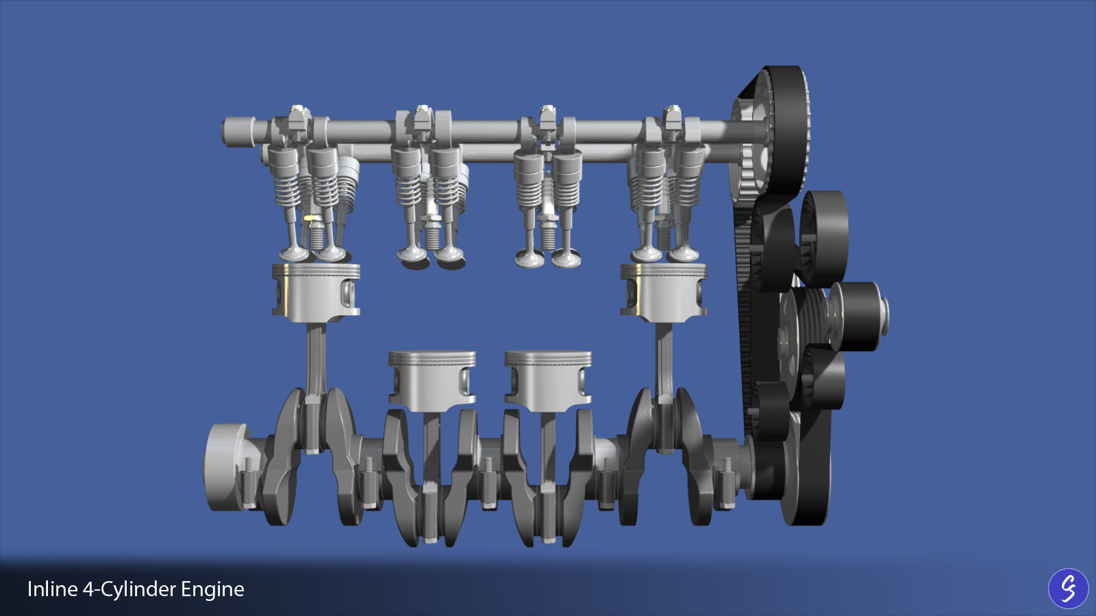 Engine Inline Four-Cylinder 3D model | CGTrader