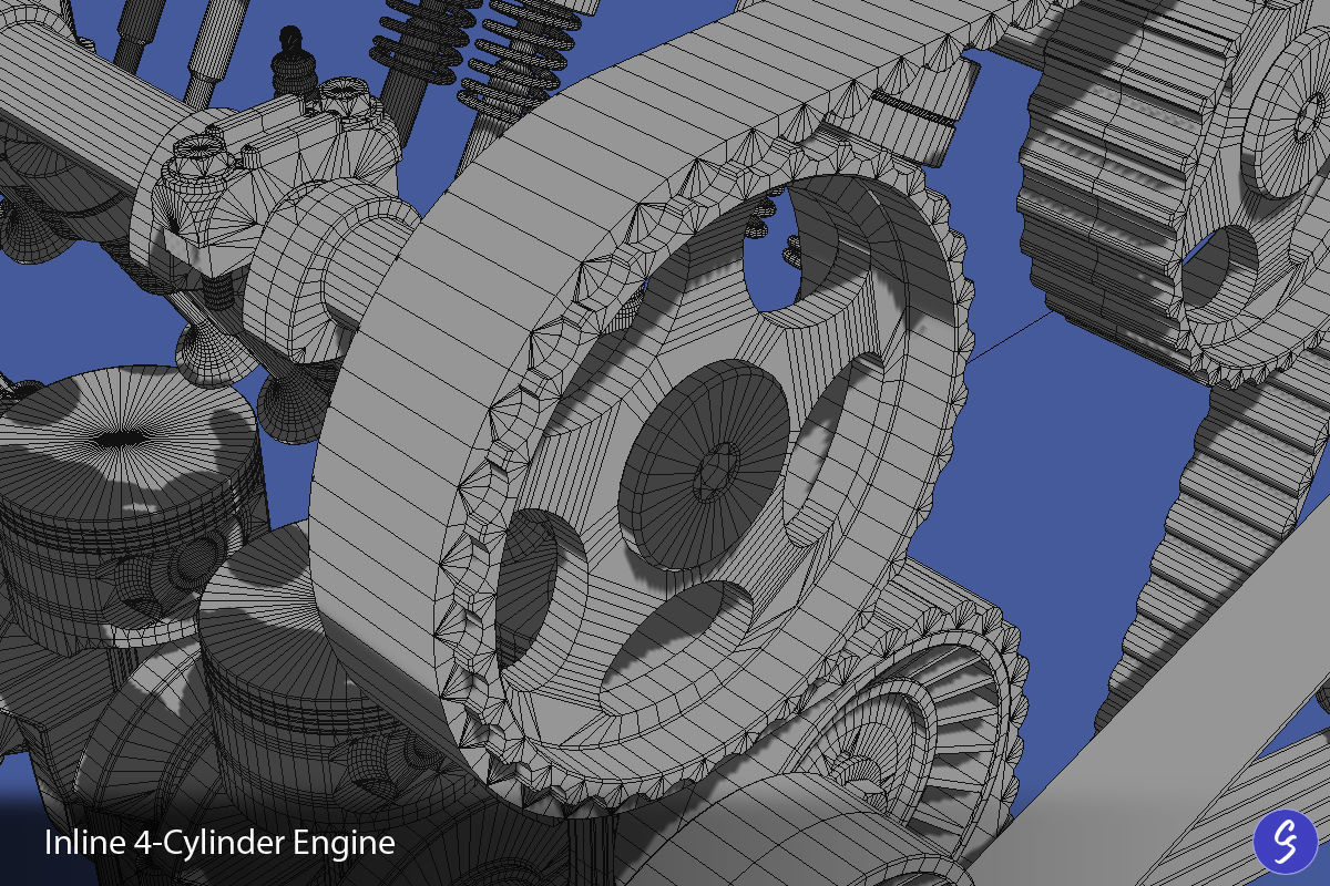 Engine Inline Four-Cylinder 3D model | CGTrader