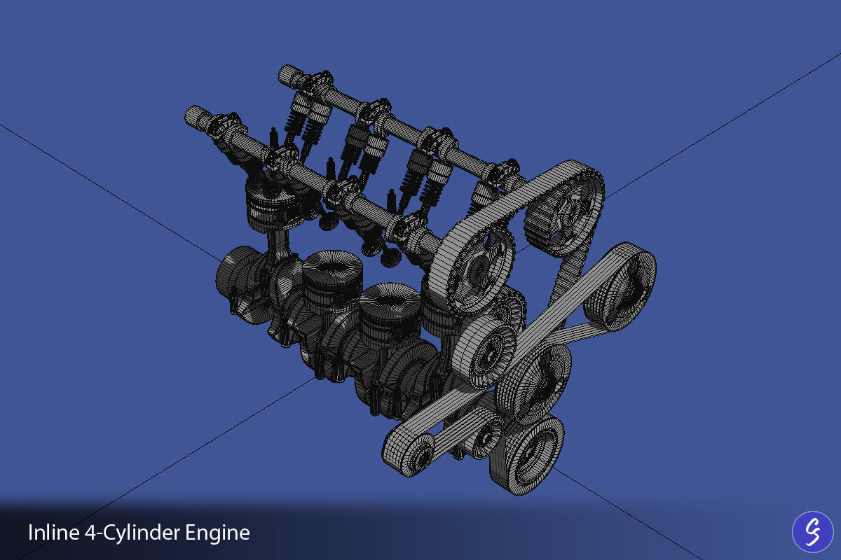 Engine Inline Four-Cylinder 3D model | CGTrader