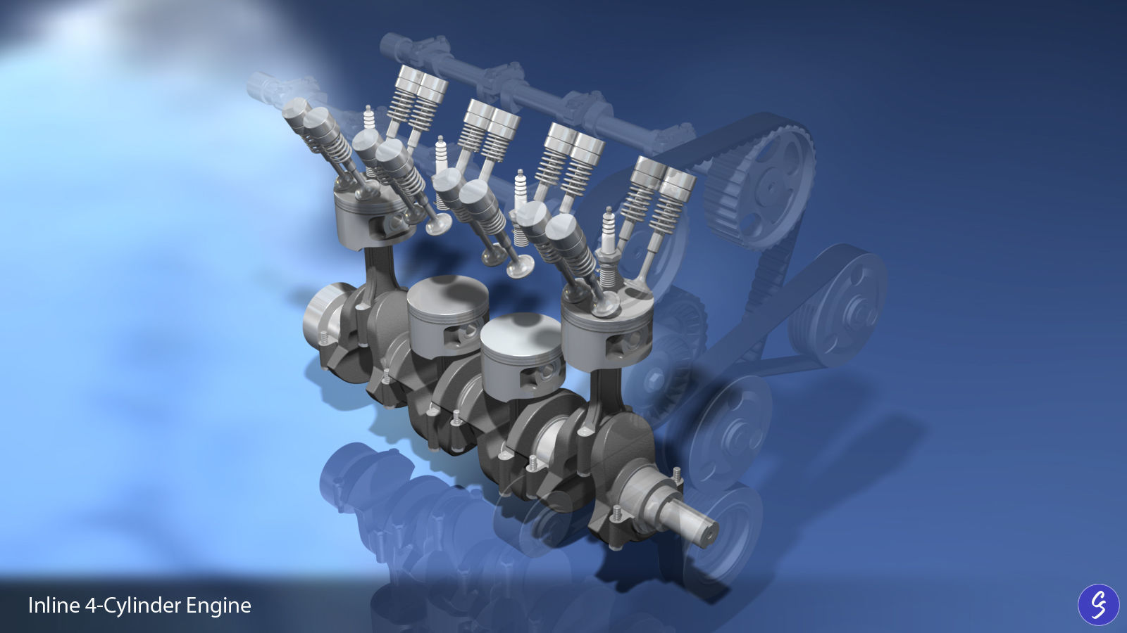 Engine Inline Four-Cylinder 3D model | CGTrader