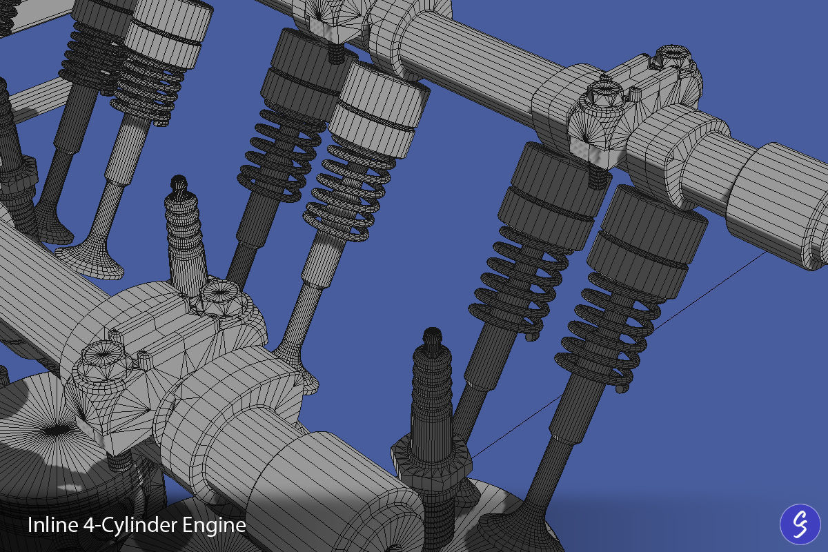 Engine Inline Four-Cylinder 3D model | CGTrader