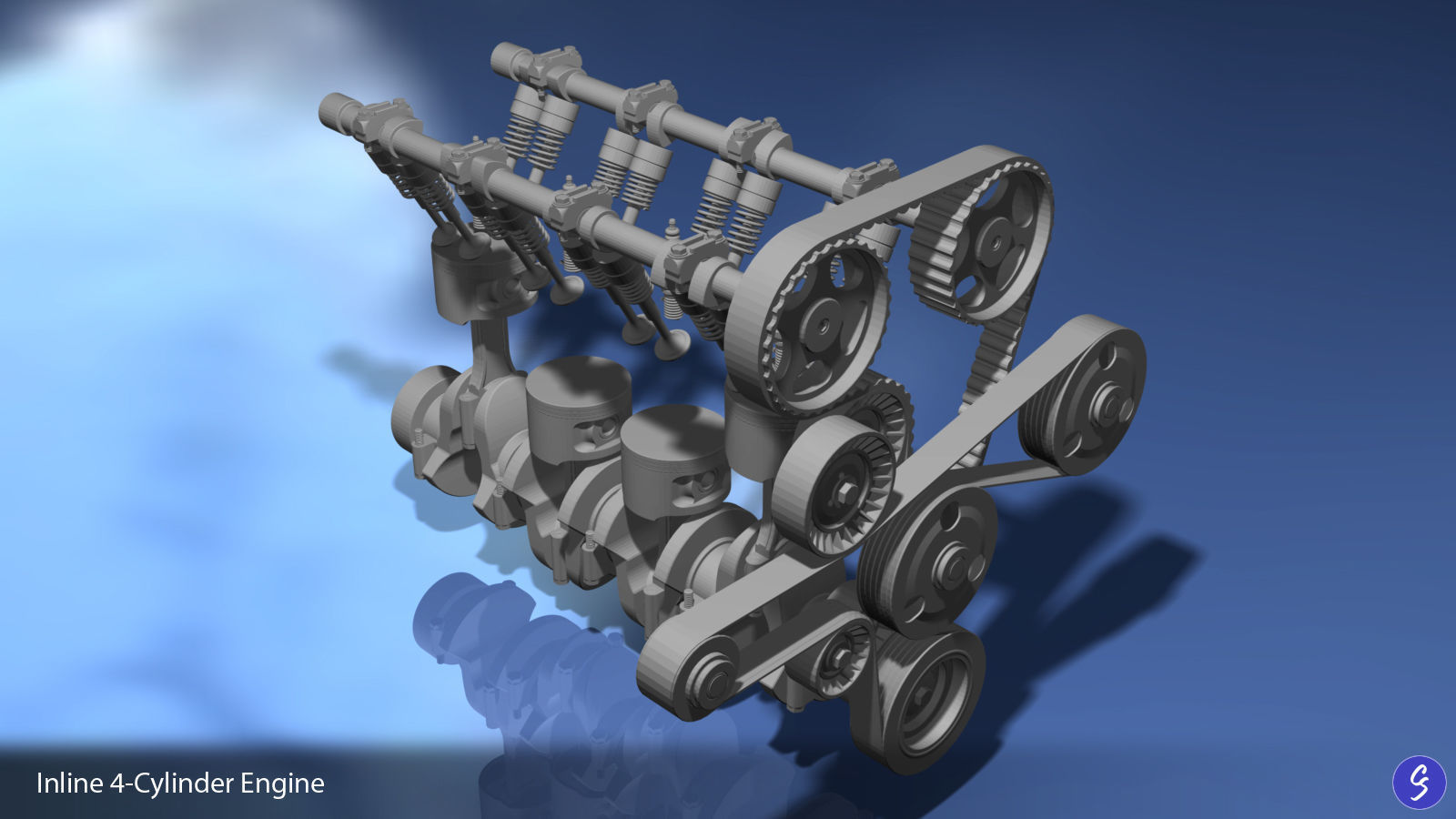 Engine Inline Four-Cylinder 3D model | CGTrader