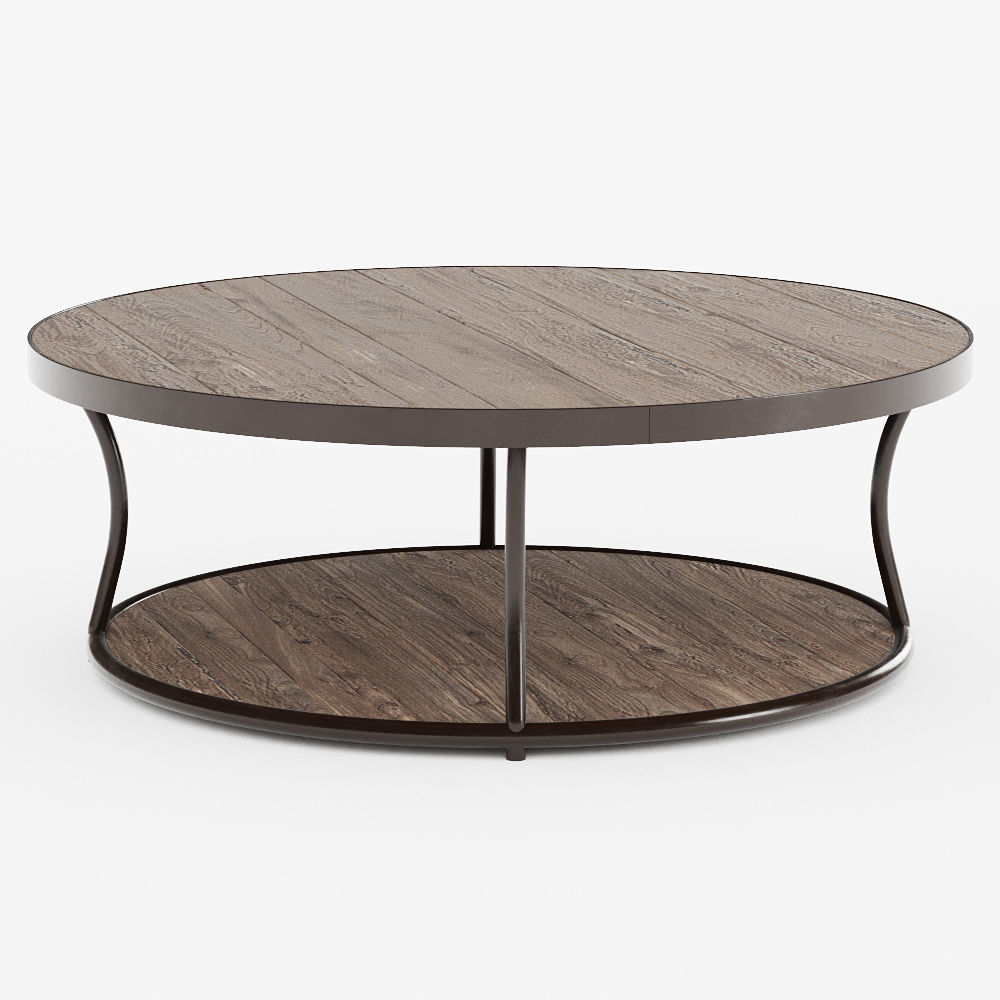 Bentley Round Elm and Iron Coffee Table 3D model | CGTrader