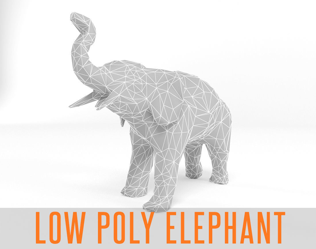 3D model Elephant Low Poly Mammal African Wild Animal