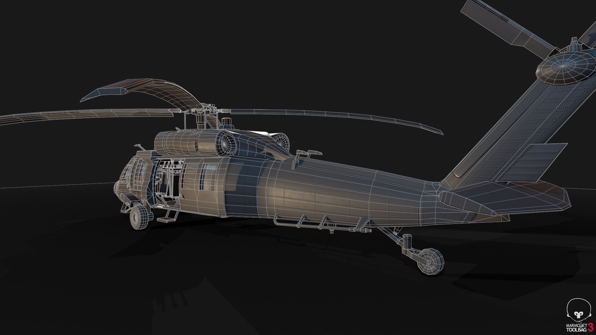 3D model Low Poly PBR Medium Lift Utility Helicopter VR / AR / low-poly ...