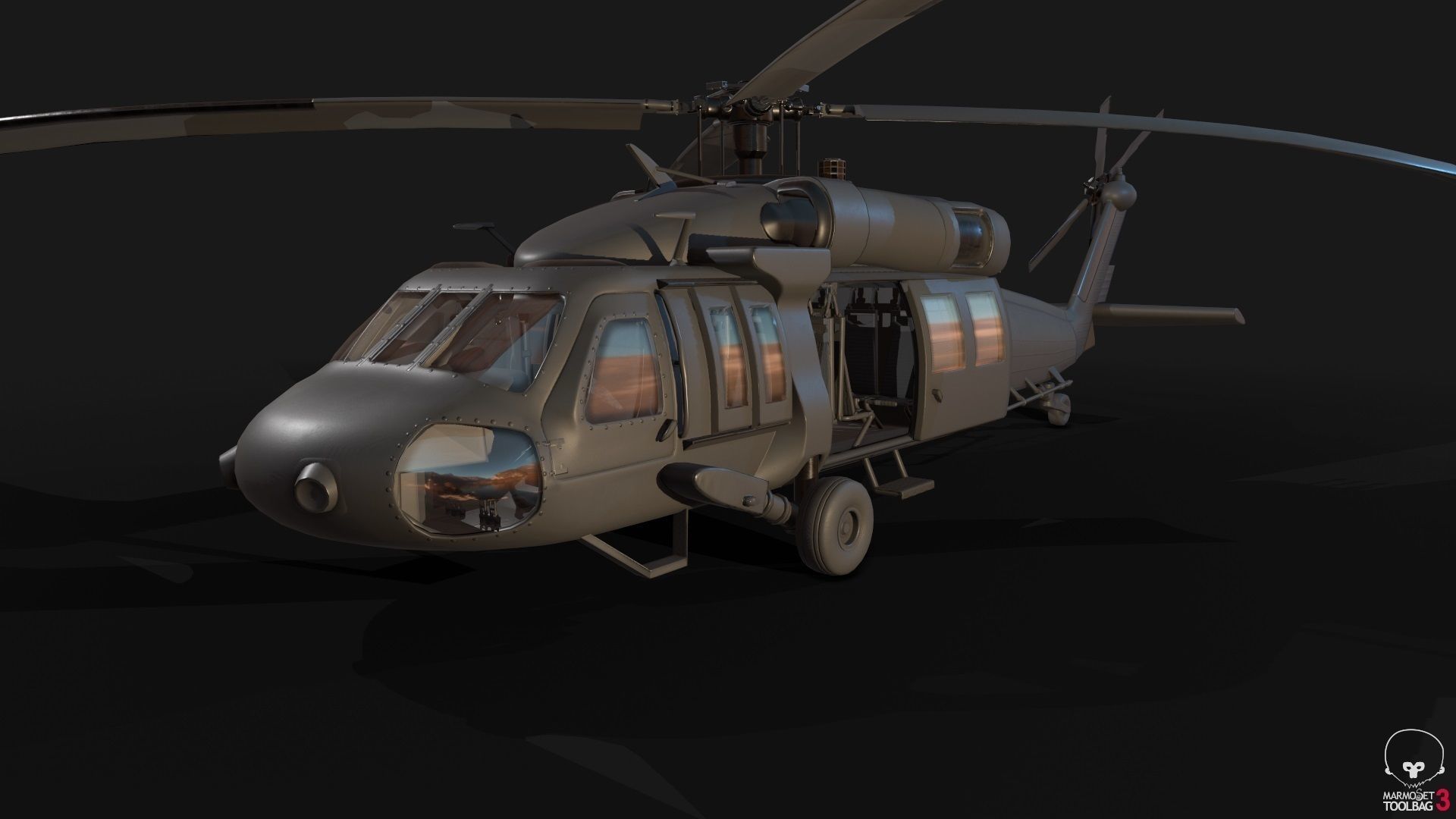 3D model Low Poly PBR Medium Lift Utility Helicopter VR / AR / low-poly ...