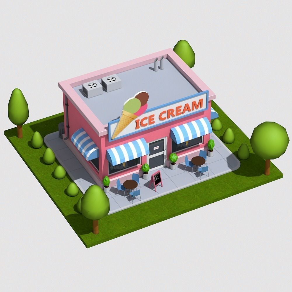 3D model Low Poly Ice Cream Shop VR / AR / low-poly | CGTrader
