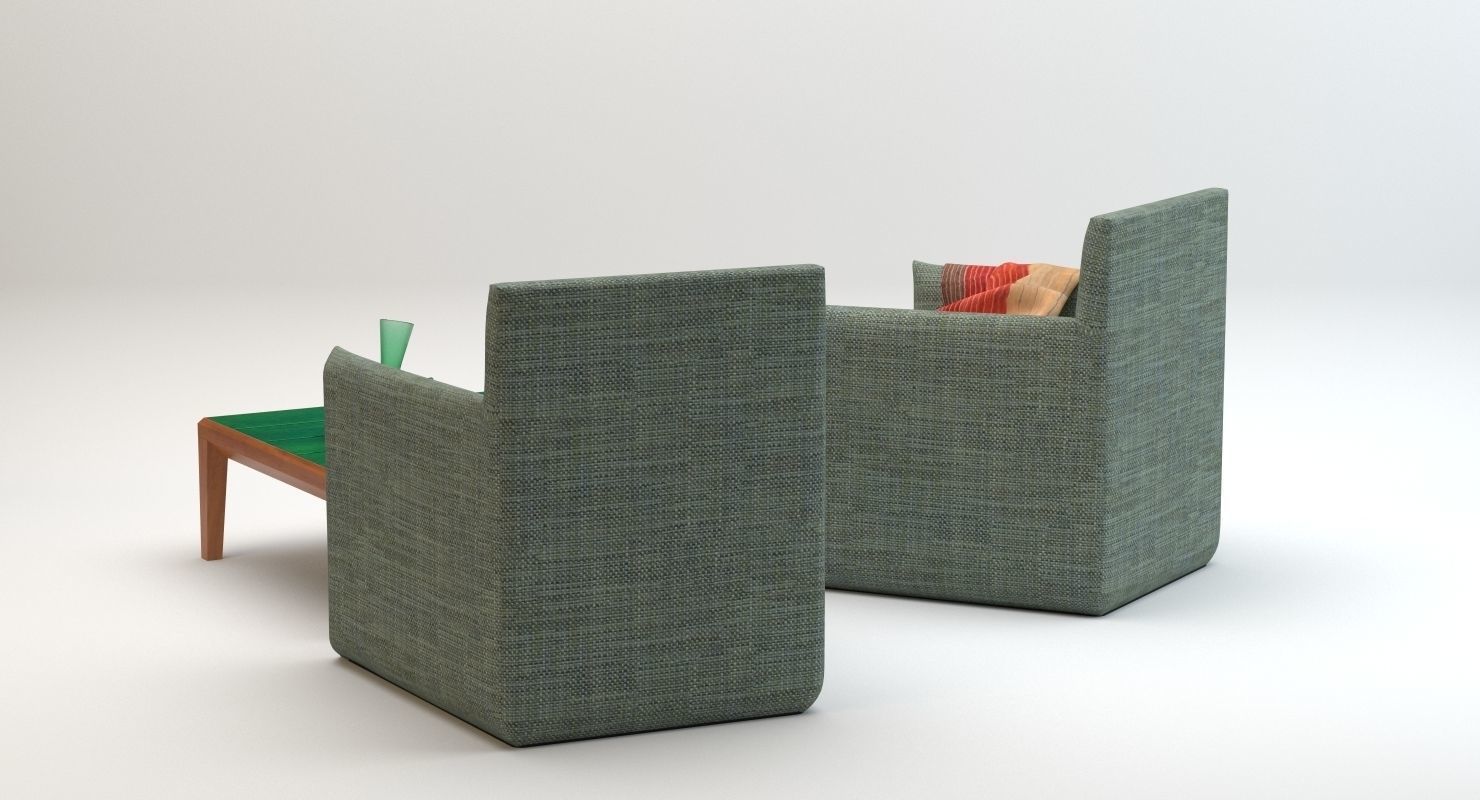 Roda Double Lounge and Teka Coffee Table 3D model | CGTrader