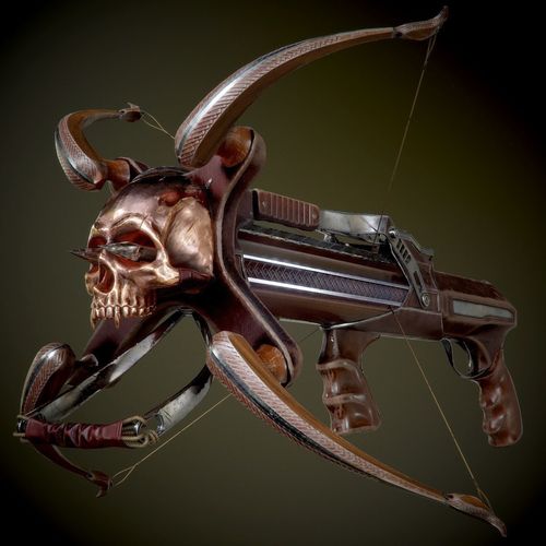 3D model crossbow bow and arrow VR / AR / low-poly rigged animated ...