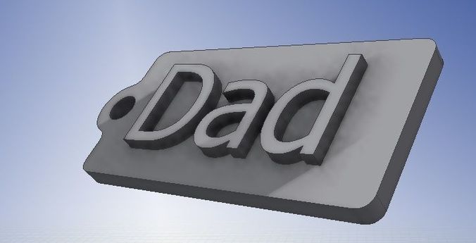 Dad Name Tag Key chain Fob Zipper Tag 2x1x02in 50x25x5mm thick 3D model ...