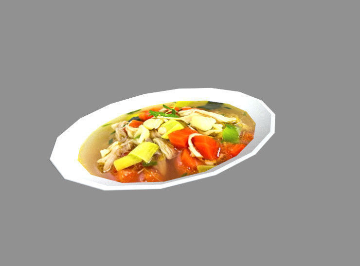 3D model low poly meal bowl of soup with vegetables in it VR / AR / low ...