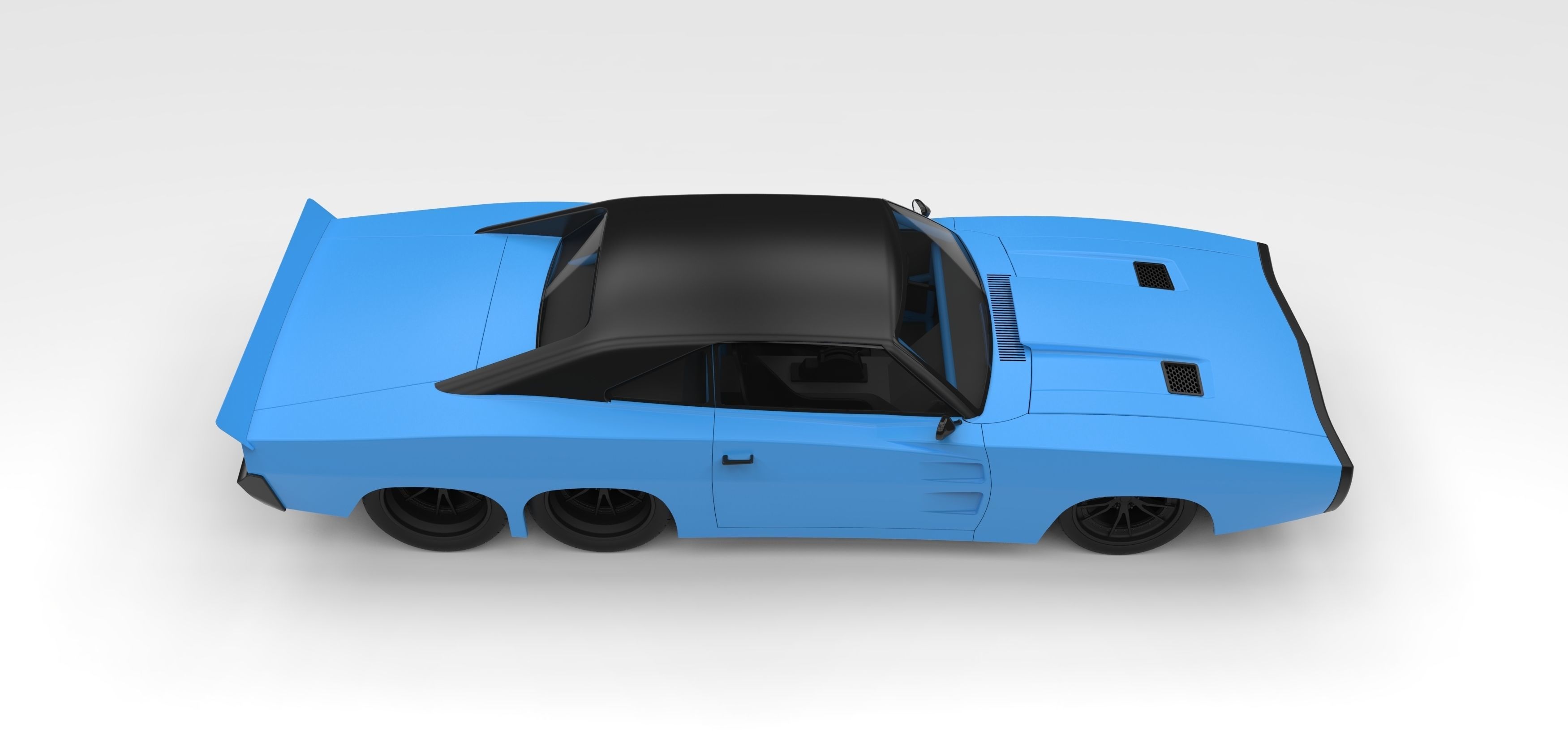 Dodge Charger six-wheeled concept 3D model | CGTrader