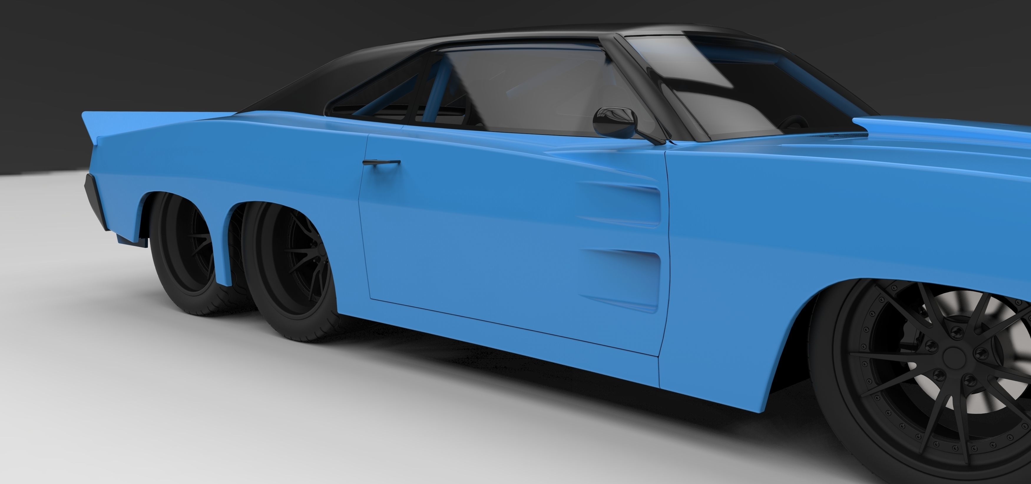 Dodge Charger six-wheeled concept 3D model | CGTrader