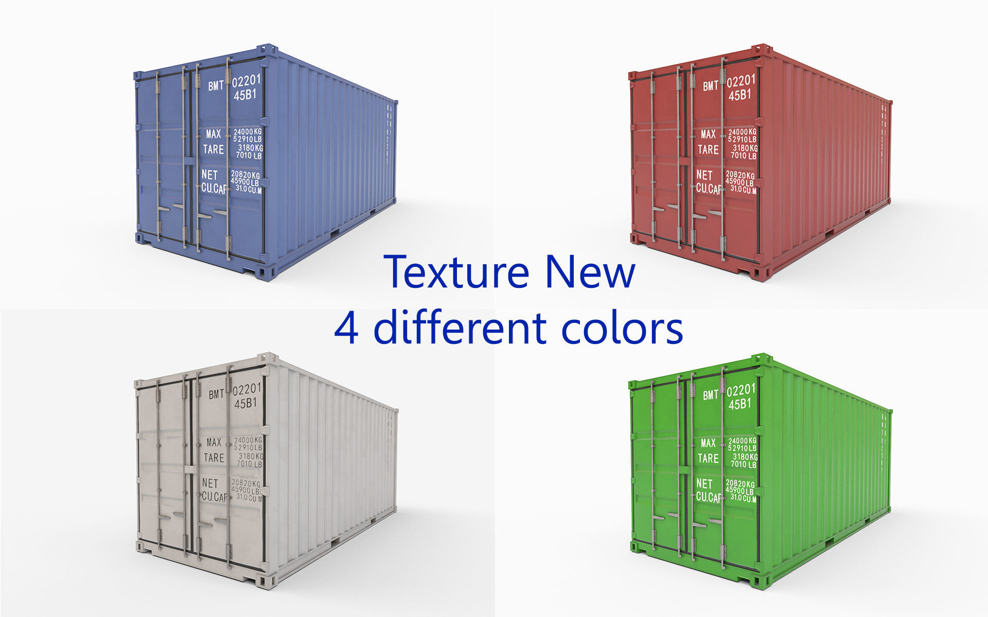 3D model Container 20ft with 2 LOD for physically based rendering VR ...