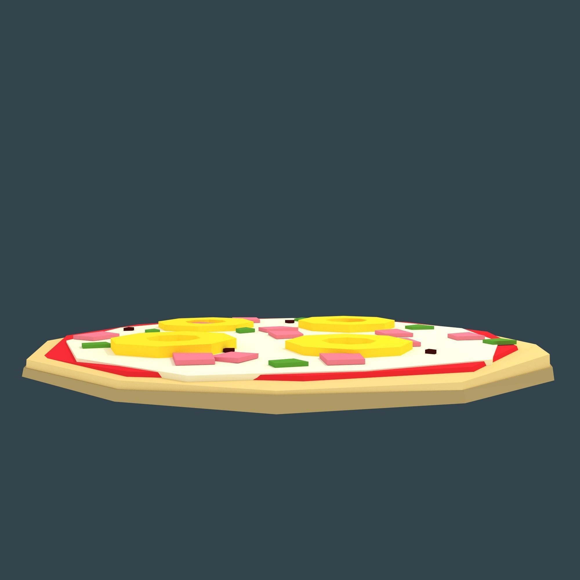 3D model Low-poly stylized pizza hawaii VR / AR / low-poly | CGTrader