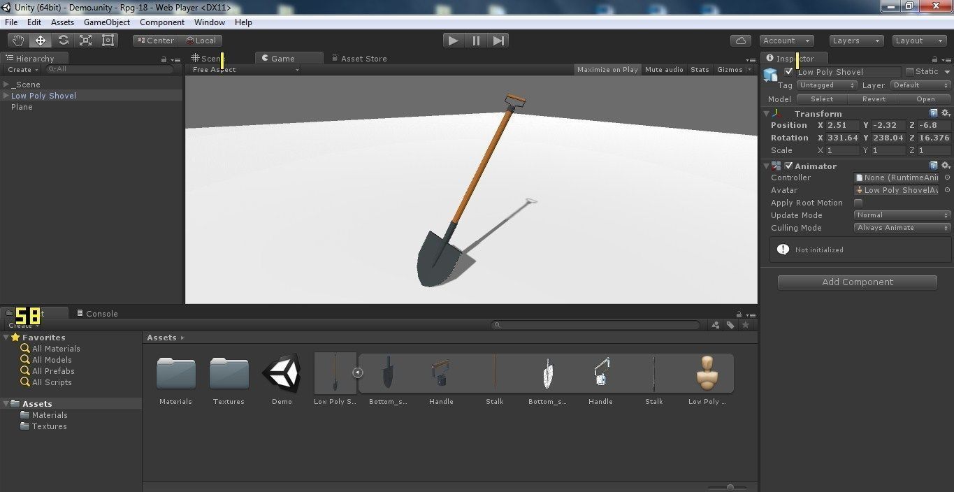 3D model Low Poly Shovel VR / AR / low-poly | CGTrader