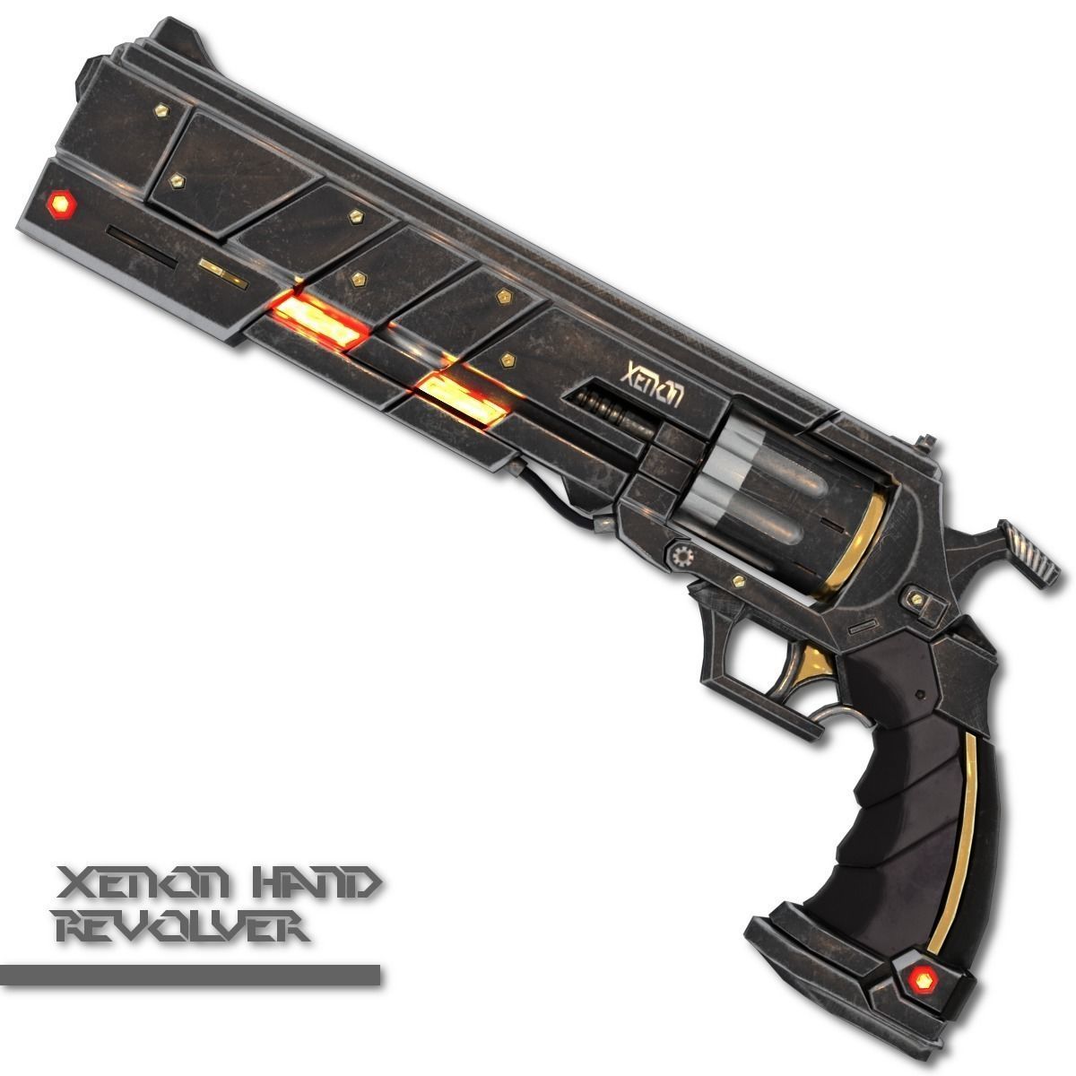 3D model Xenon Hand Revolver VR / AR / low-poly rigged animated | CGTrader