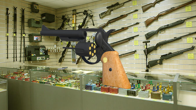 Revolver in gun store 3D model rigged | CGTrader