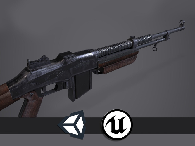 3D model World War II - Browning wz 1928 - PBR and Game Ready VR / AR ...