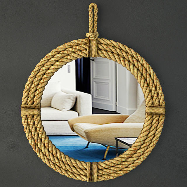 Round Hanging Rope Mirror 3D model | CGTrader