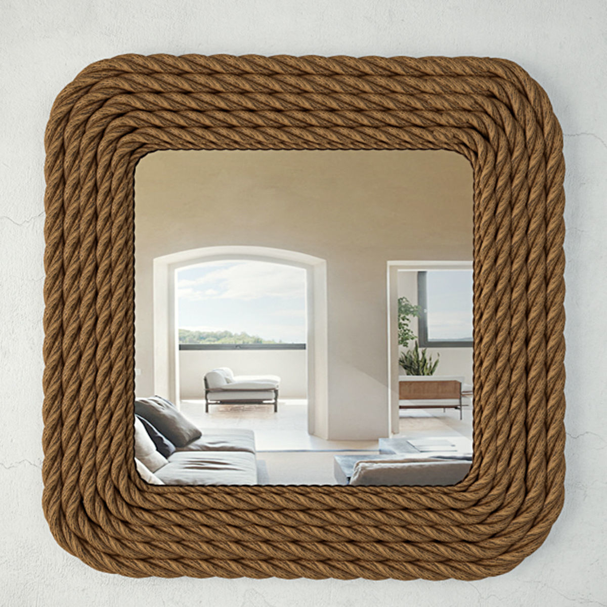 Square Nautical Rope Wall Mirror 3D model | CGTrader