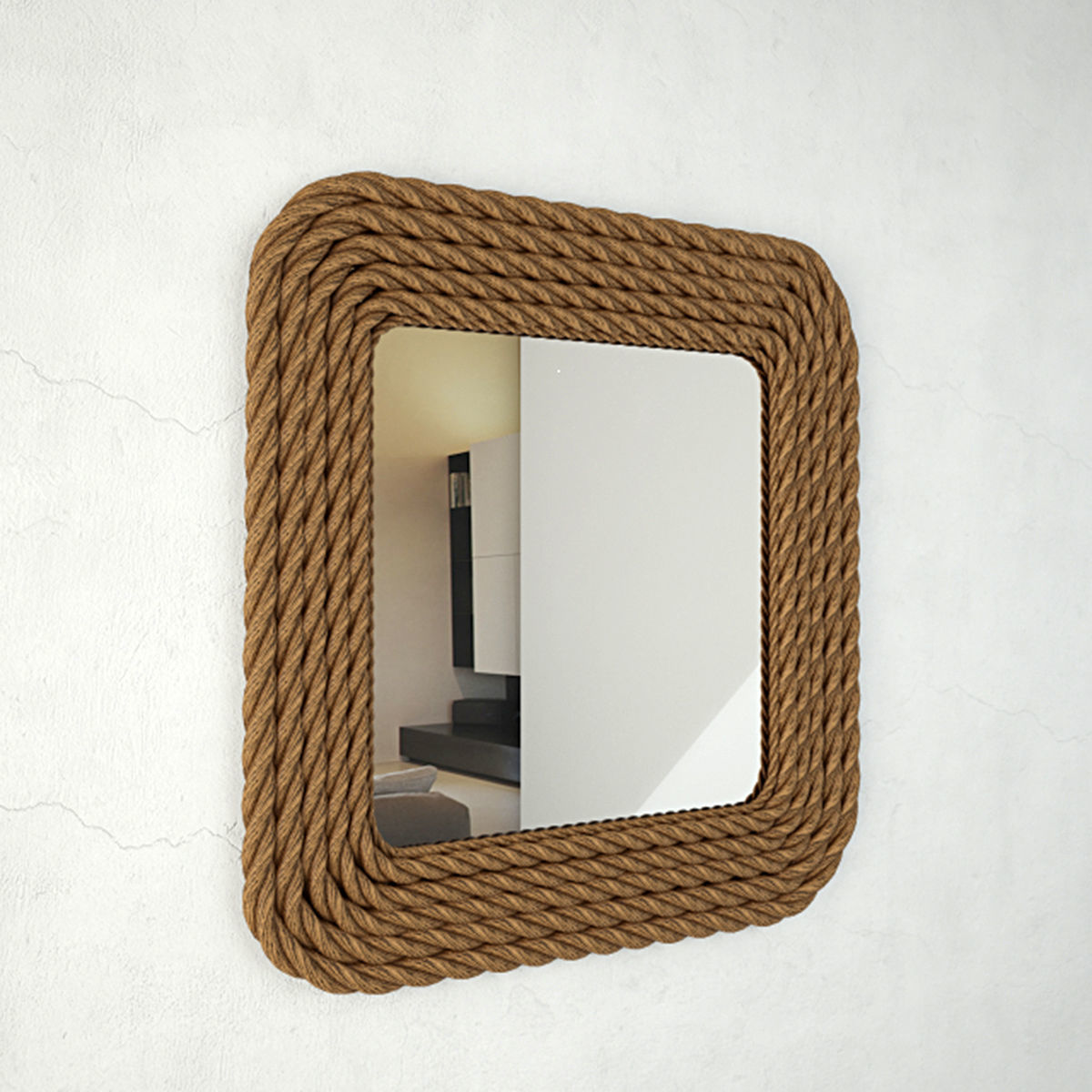 Square Nautical Rope Wall Mirror 3D model | CGTrader