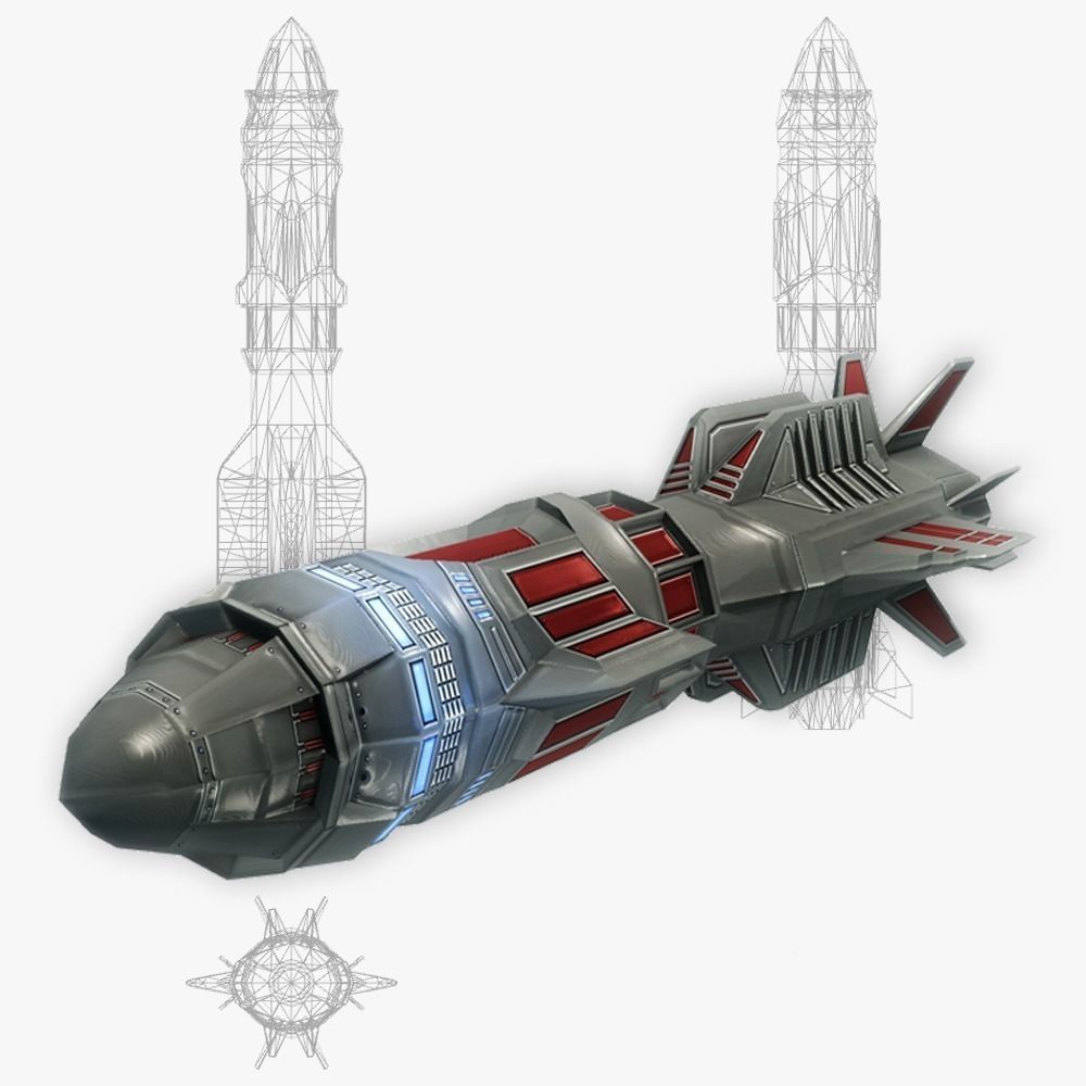 Missile 12 sci-fi low poly 3D asset | CGTrader