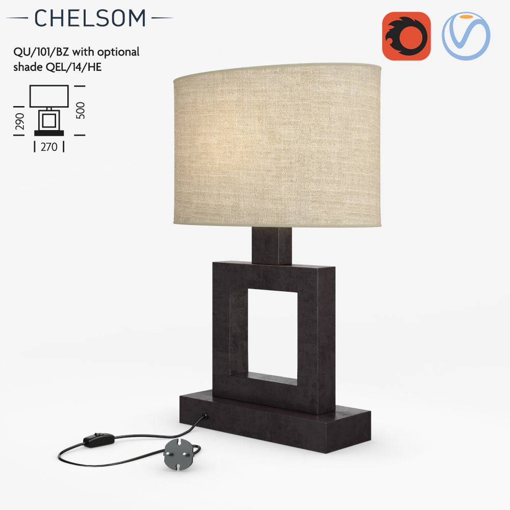 Chelsom QU 101 BZ table lamp 3D model | CGTrader
