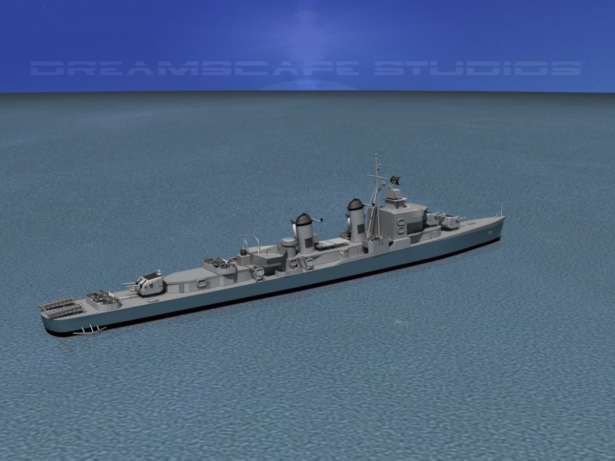 Sumner Class Destroyer DD-761 USS Buck 3D model rigged | CGTrader